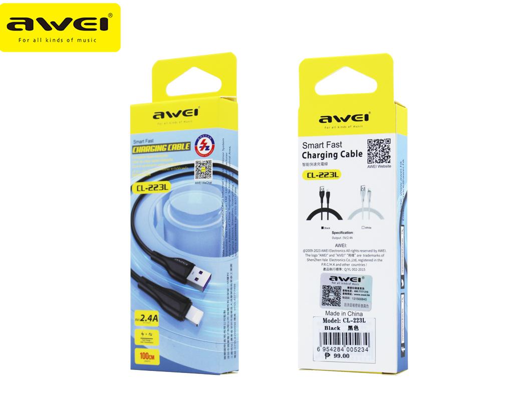 AWEI CL-223L SMART FAST LIGHTNING-NING 2.4A CABLE 1M CARGA - 8A